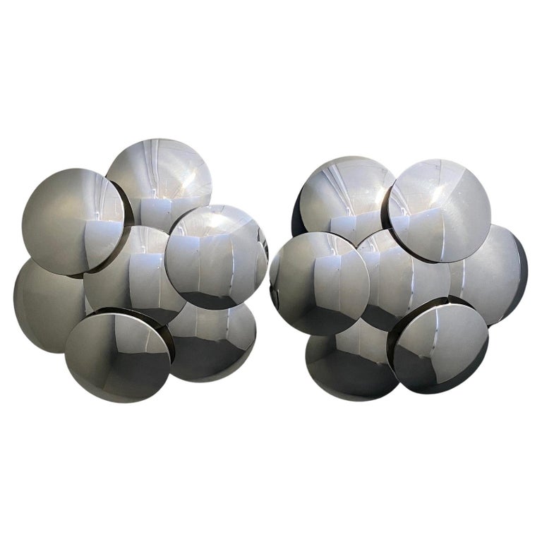 Rare Pair Big Reggiani Seven Convex Disc Wall Sconce, 1970s, Italy ...