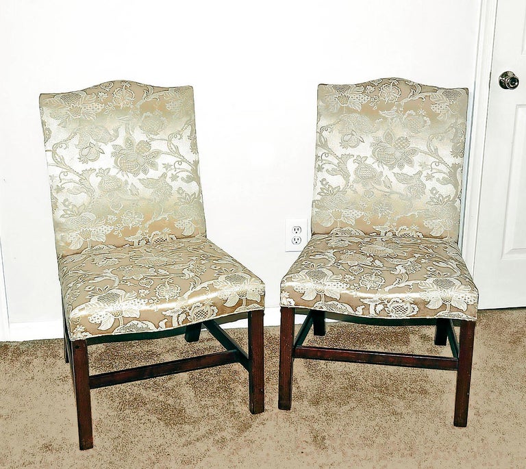 Rare Pair Early Period American Upholstered Mahogany Chippendale Side ...