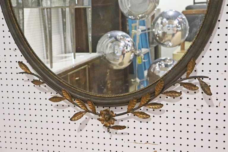 Rare Pair Monumental 80 Inch Brass Adams Style Floral Oval Mirrors ...