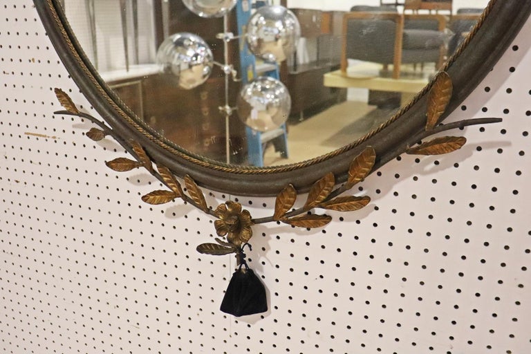 Rare Pair Monumental 80 Inch Brass Adams Style Floral Oval Mirrors ...