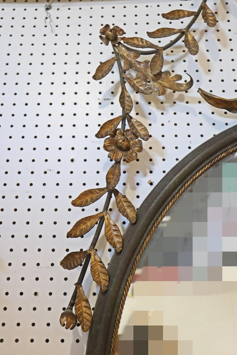 Rare Pair Monumental 80 Inch Brass Adams Style Floral Oval Mirrors ...