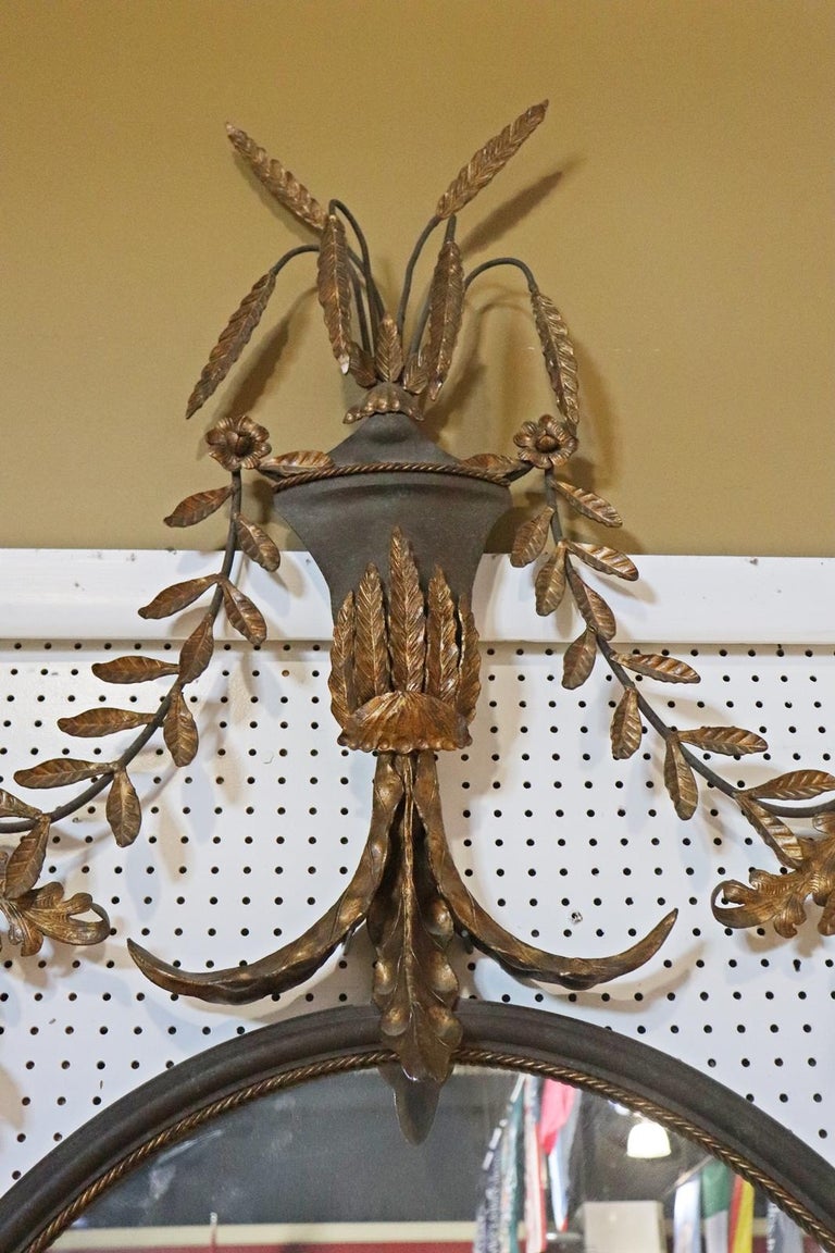 Rare Pair Monumental 80 Inch Brass Adams Style Floral Oval Mirrors ...