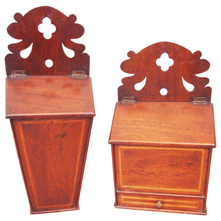 Rare Pair of 18th Century Georgian Mahogany Wall Hanging Boxes For Sale ...
