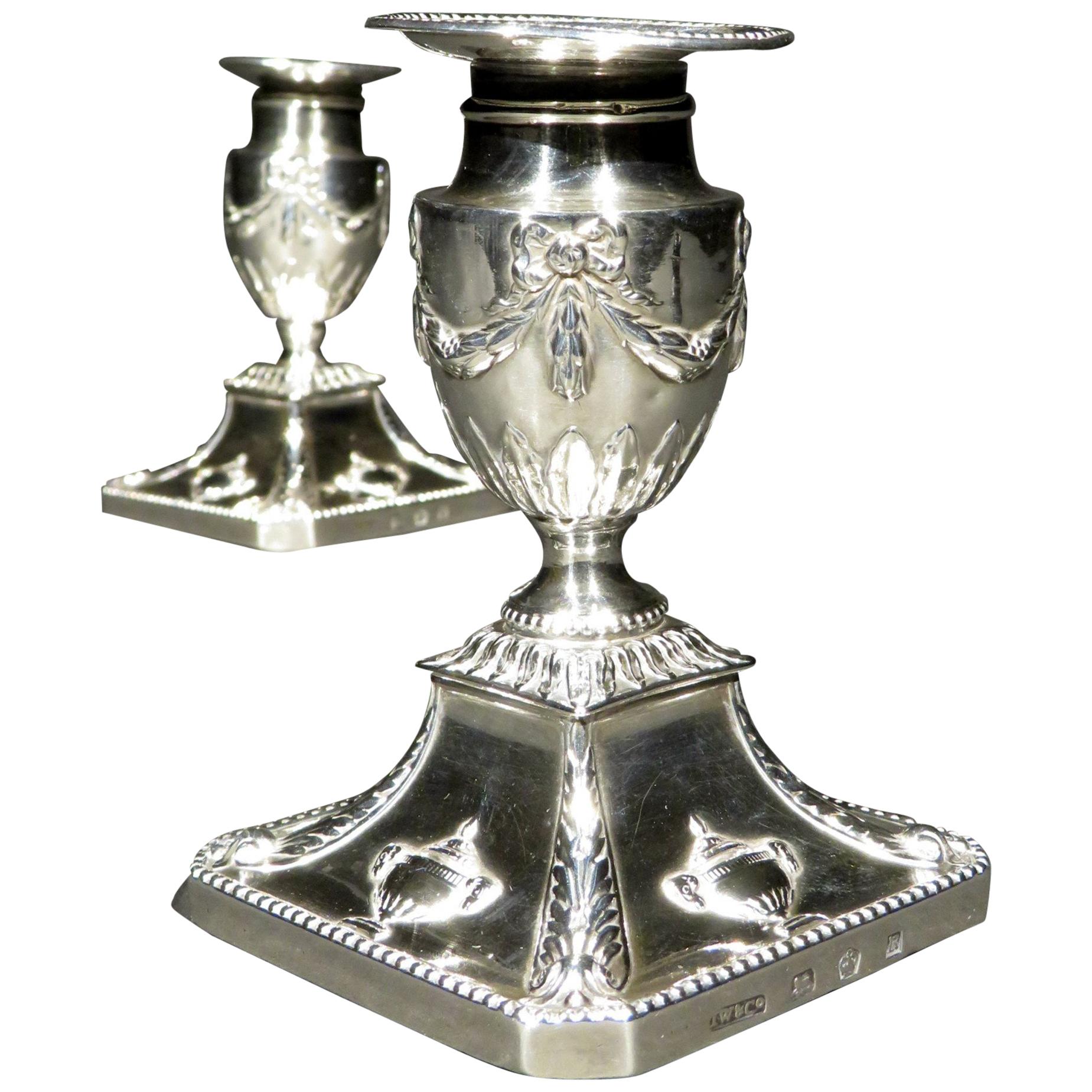 Antique Irish George II Georgian Solid Silver Candlesticks ...