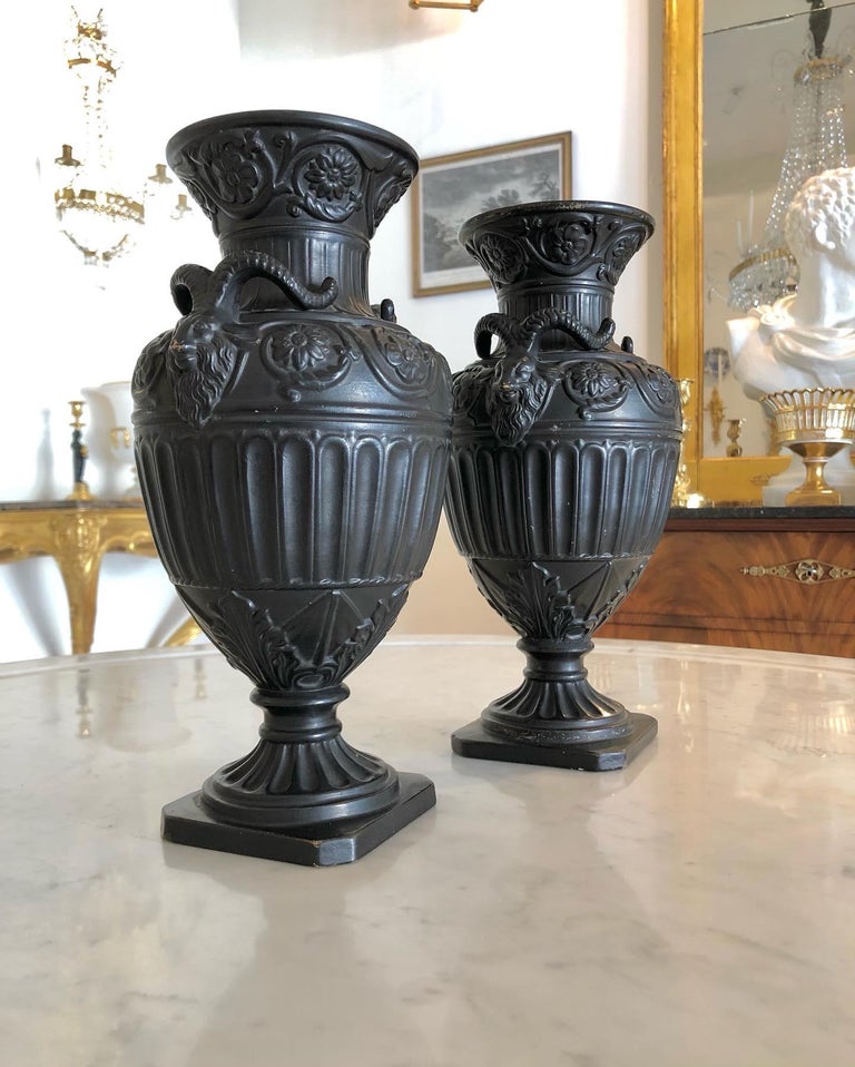Rare Pair of 19th Century Bohemian Neoclassical Majolica Vases. For ...