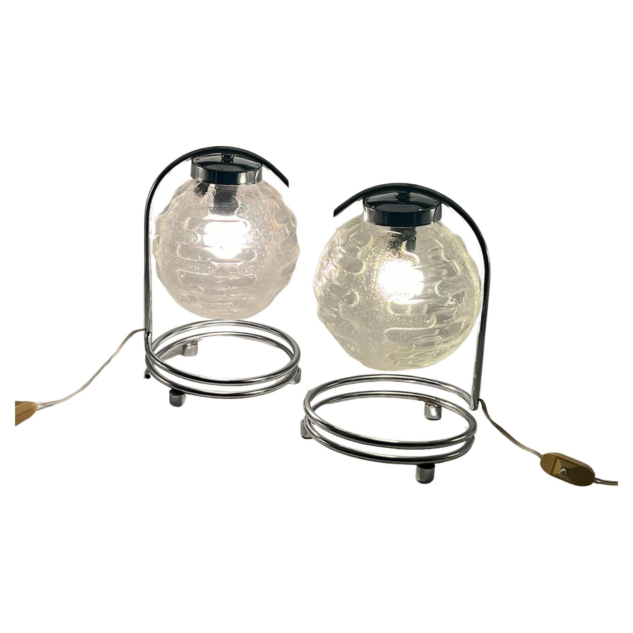 70s Minimalistic Lamps by Targetti Sankey in Orange and Chrome - Set of ...