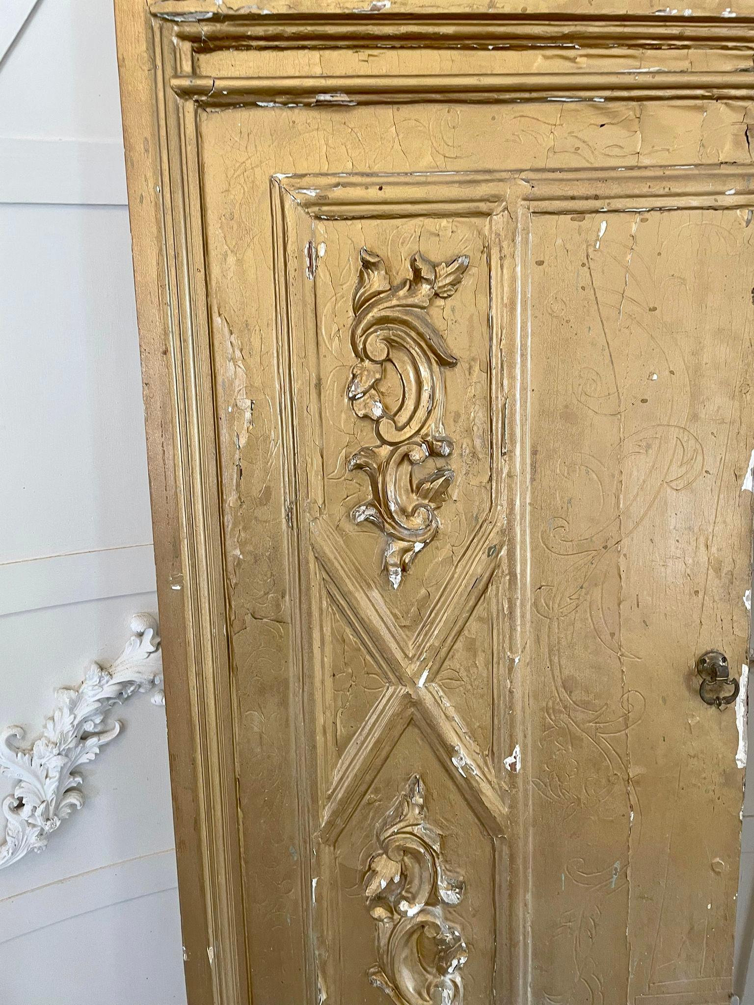 Rare Pair of Antique 19th Century Arched Top Carved Gilded Doors at 1stDibs