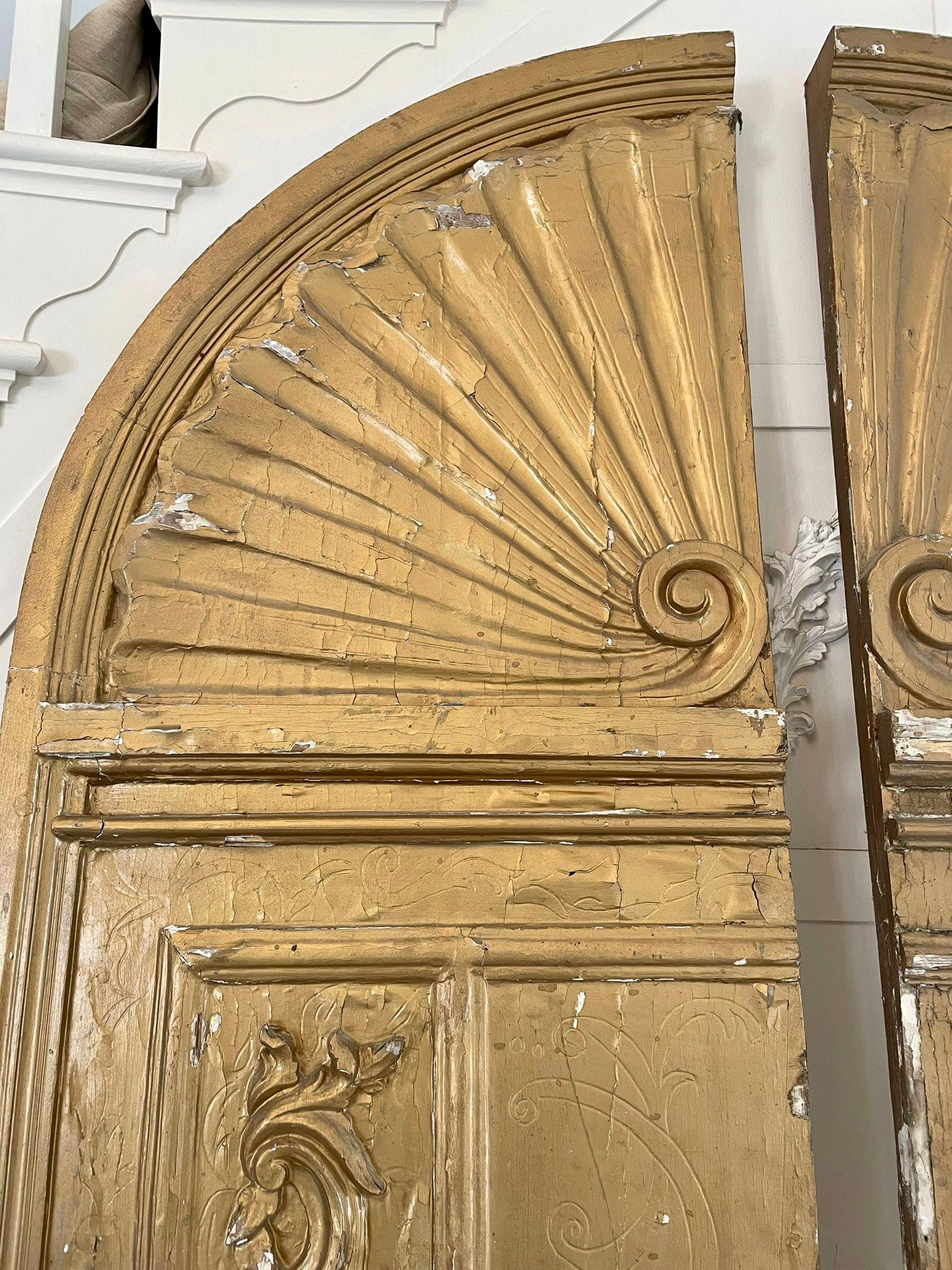 Rare Pair of Antique 19th Century Arched Top Carved Gilded Doors at 1stDibs