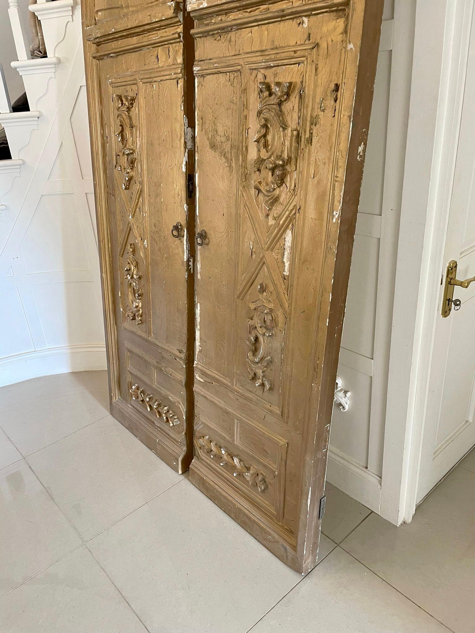 Rare Pair of Antique 19th Century Arched Top Carved Gilded Doors at 1stDibs