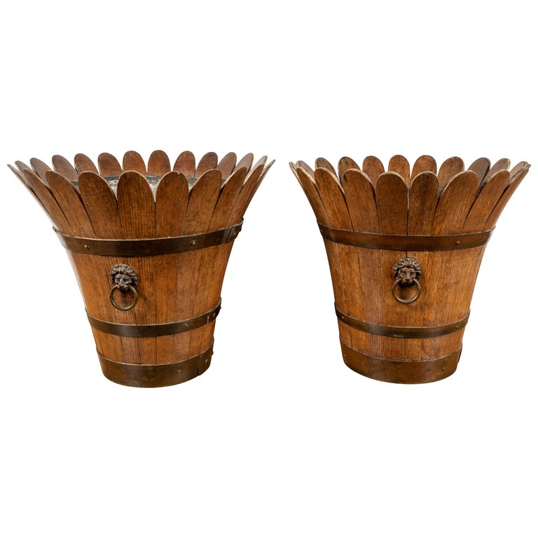 Rare Pair of Antique English Planters For Sale at 1stDibs