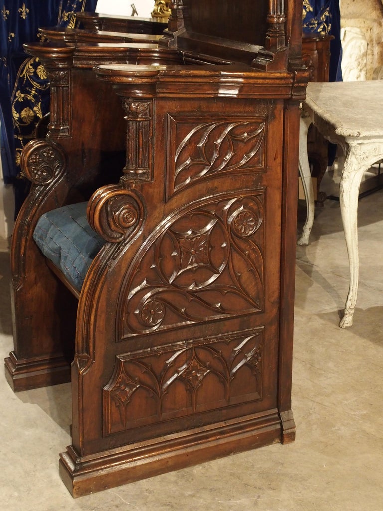 Rare Pair of Antique Gothic Walnut Wood Cathedral Chairs from France at ...