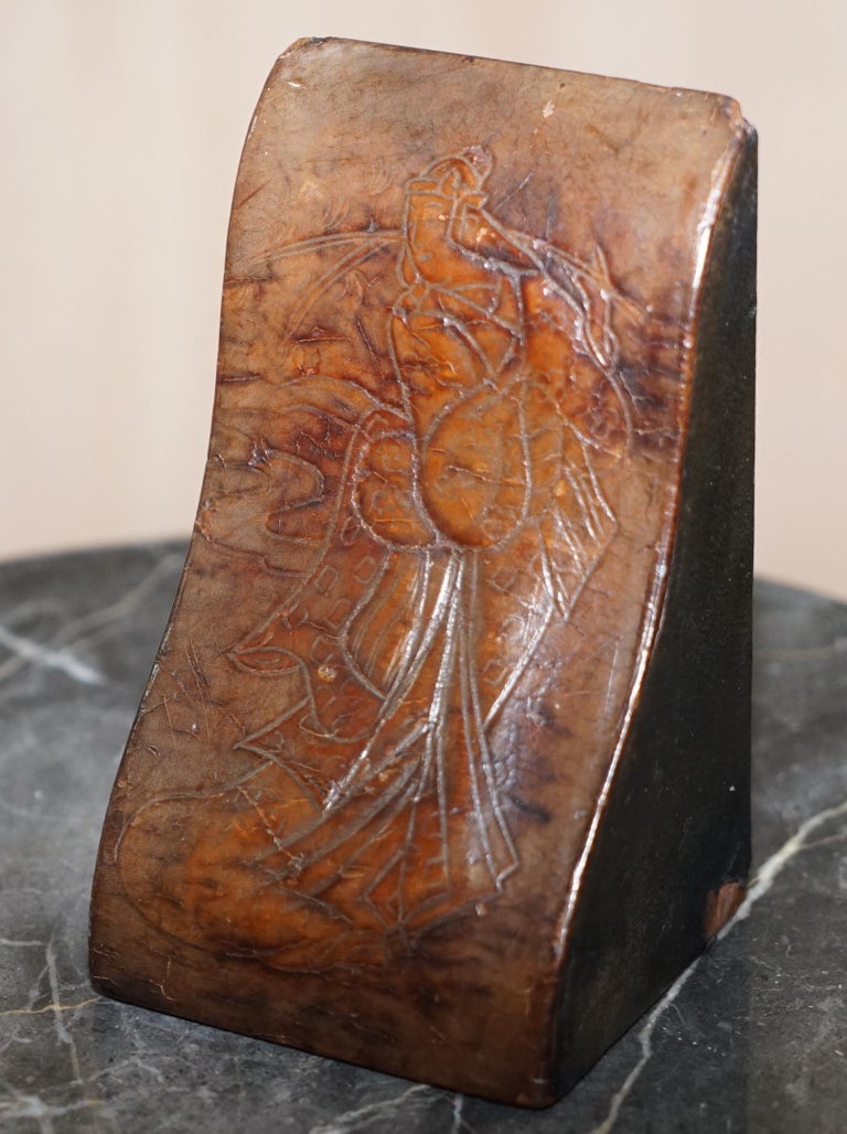 Rare Pair of Antique Japanese Samurai Leather Bookends Decorative ...