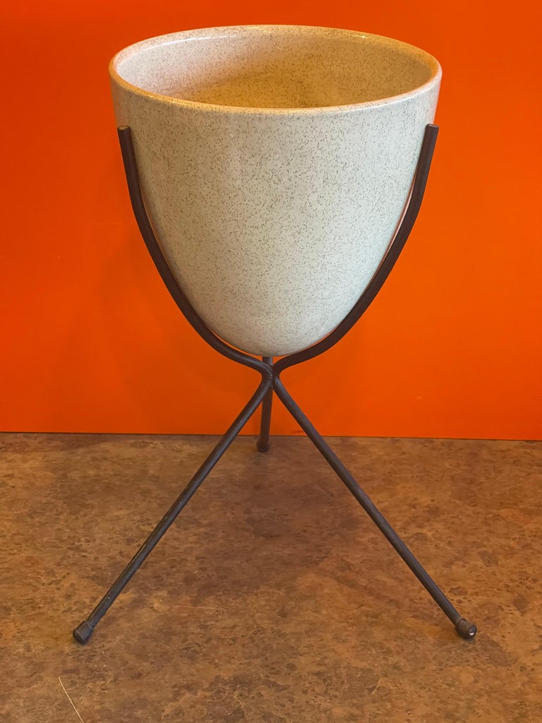 Rare Pair of Atomic Age Ceramic Bullet Planters on the Metal Stands by ...