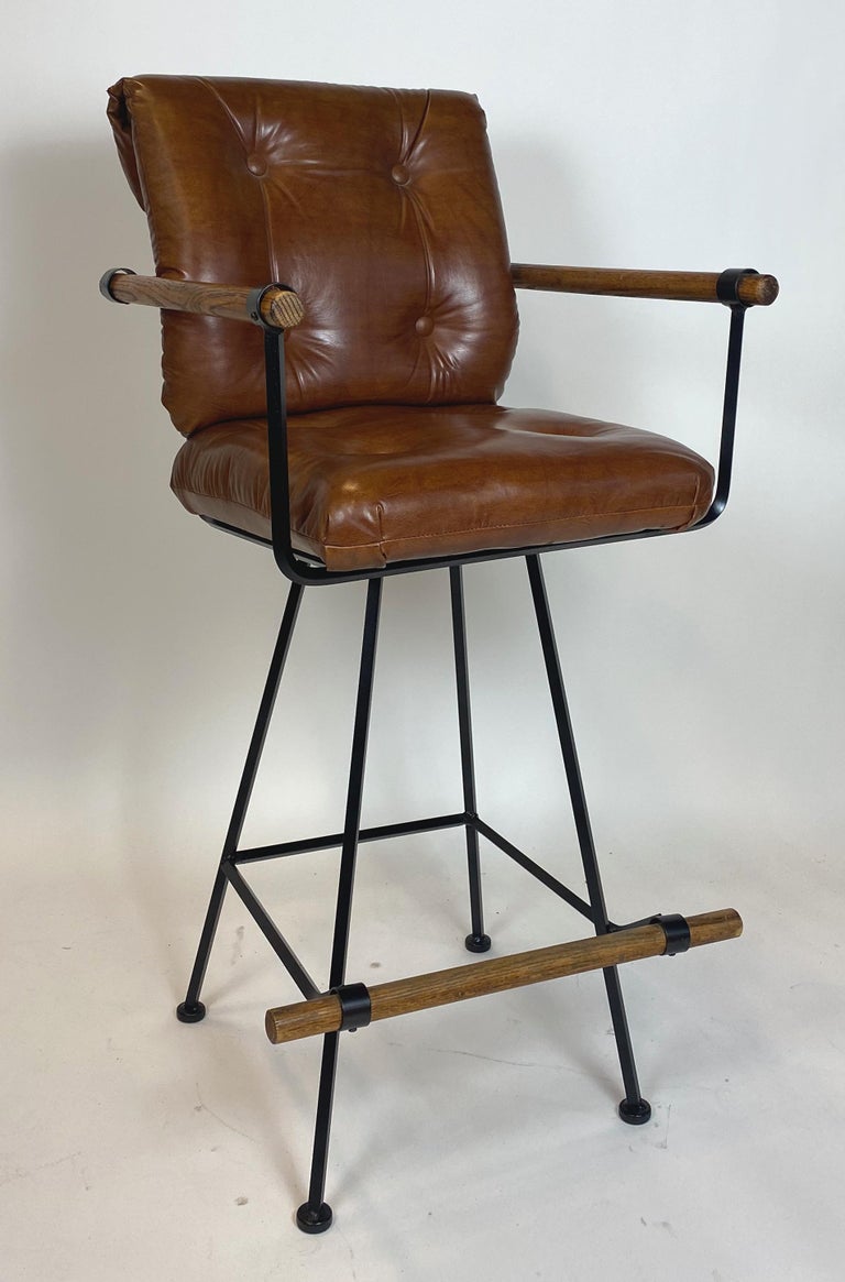 Rare Pair of Billiard Stools with Arms by Cleo Baldon for Terra at 1stDibs