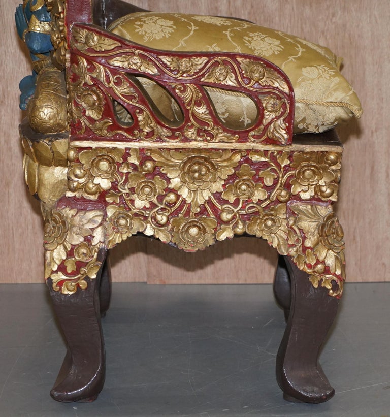 Rare Pair of circa 1900 Tibetan Ceremonial Chairs Nyingma Buddha Carved ...
