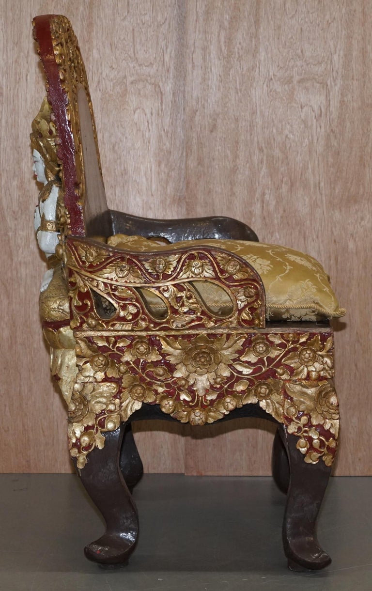 Rare Pair of circa 1900 Tibetan Ceremonial Chairs Nyingma Buddha Carved ...