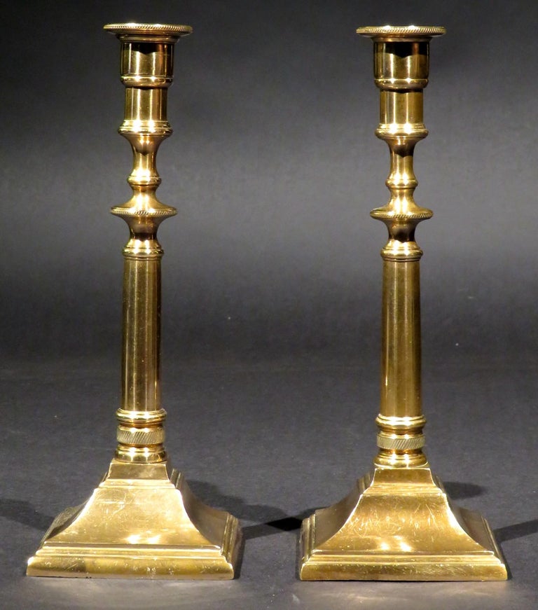 Rare Pair of Georgian Cast Bell Metal Campaign Candlesticks, England ...
