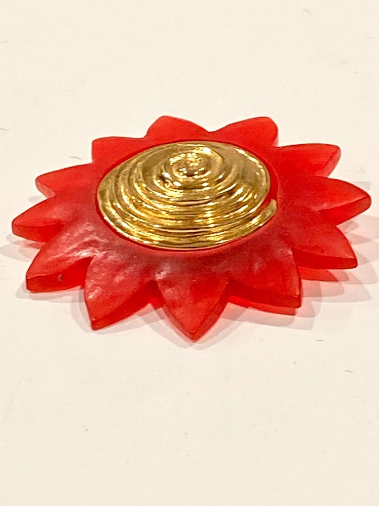 Rare Pair of Givenchy 1980 /90s Resin and Gold Brooches For Sale at 1stDibs