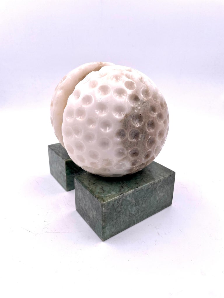 Rare Pair of Golf Ball Bookends Made in Italy in Alabaster at 1stDibs