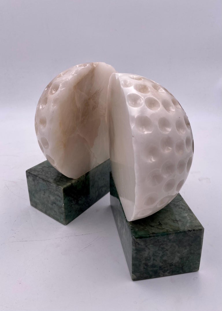 Rare Pair of Golf Ball Bookends Made in Italy in Alabaster at 1stDibs