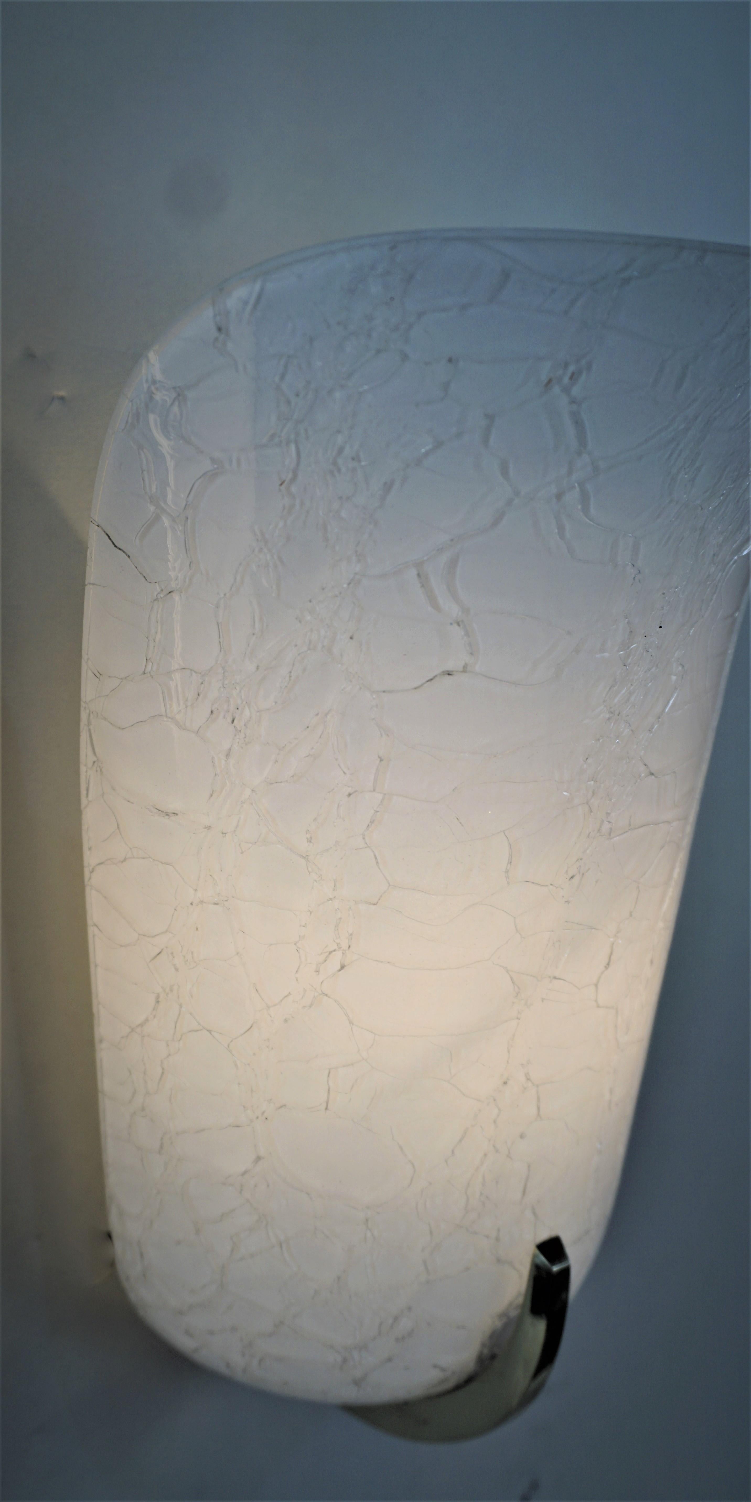 Rare Pair of Jean Perzel Texture Glass Wall Sconces For Sale at 1stDibs