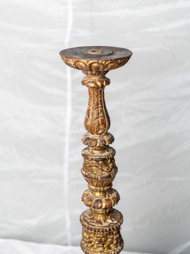 Rare Pair of Louis XIV Period Gilt Wood Carved CandleSticks For Sale at ...