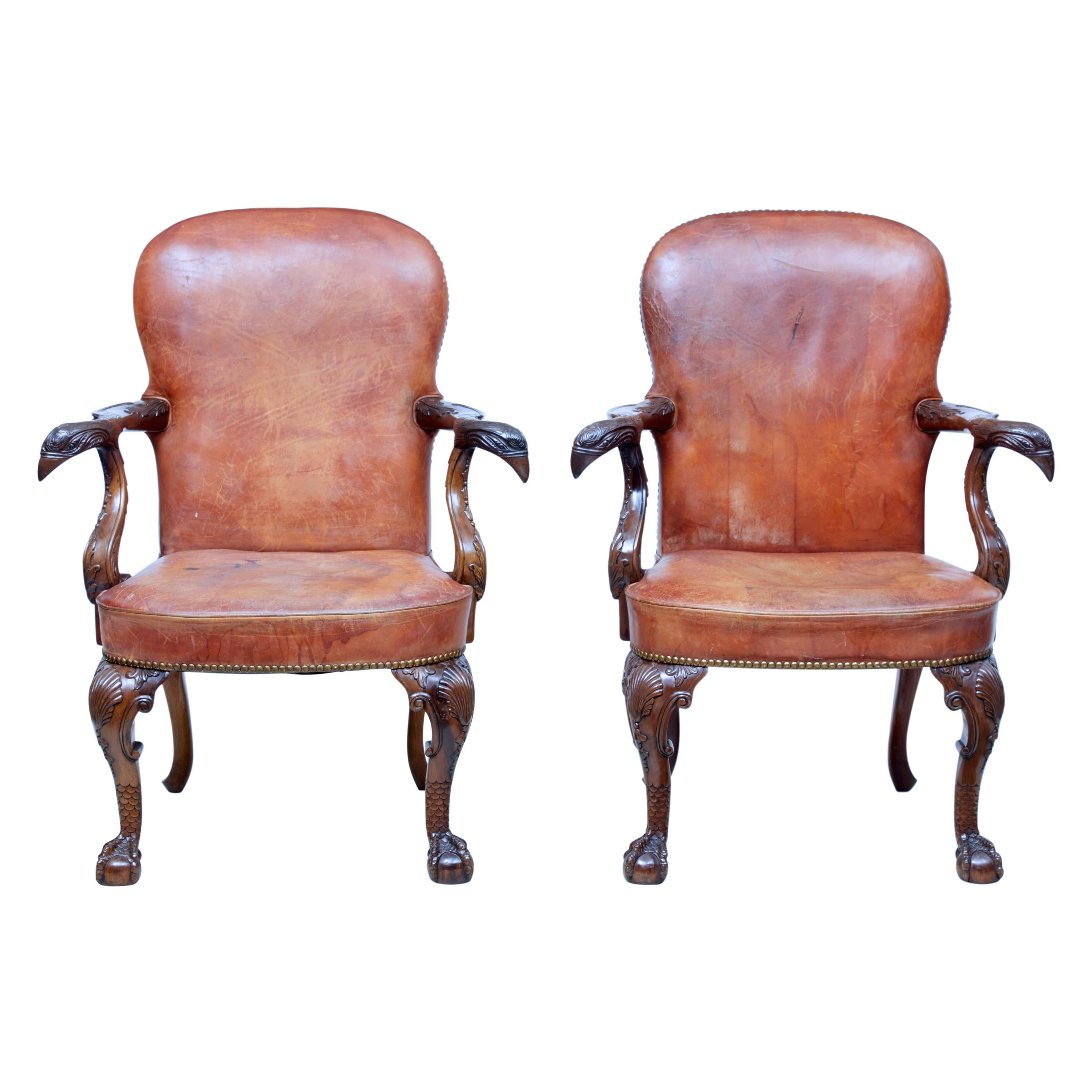 Rare Carved Mahogany Upholstered Classical Armchair, Possibly Southern ...