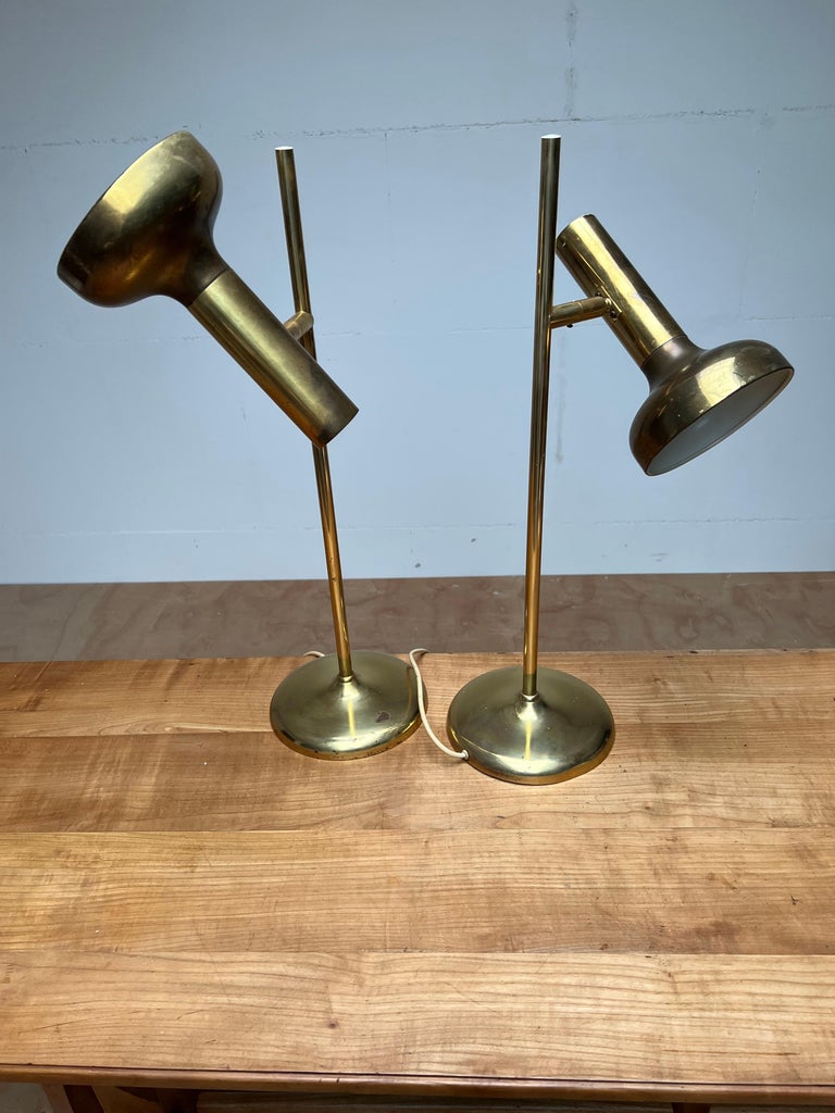 Rare Pair of Midcentury Modern Koch and Lowy for OMI Rotatable Brass ...