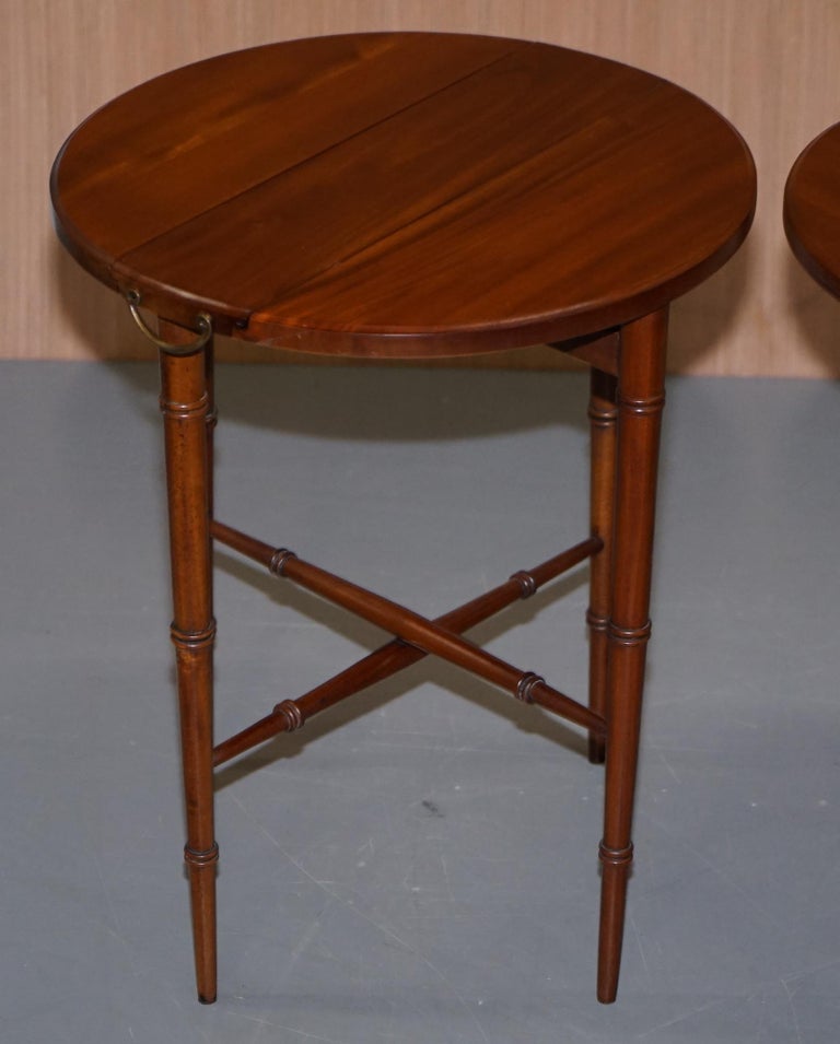 Rare Pair of Military Campaign Side Tables with Two Folded Round Tables ...