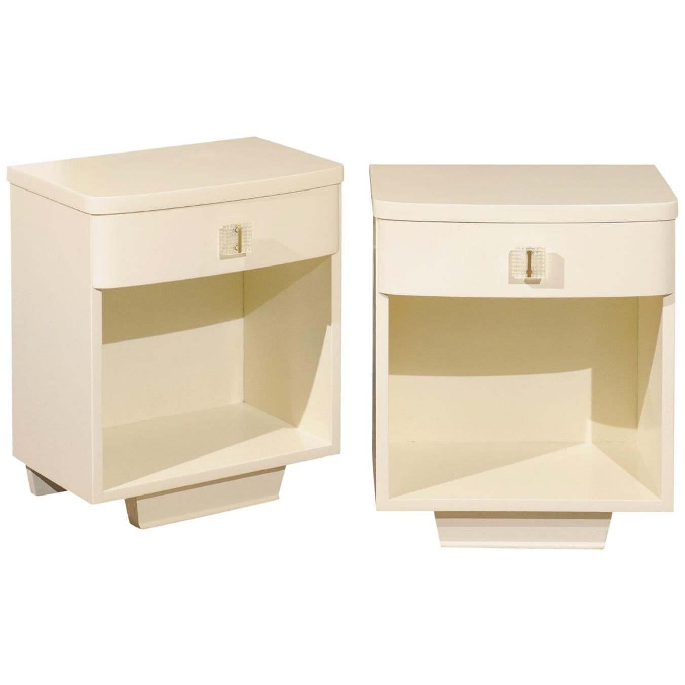 Rare Pair of Modern End Tables with Lucite Hardware by John Stuart, circa 1940 at 1stDibs