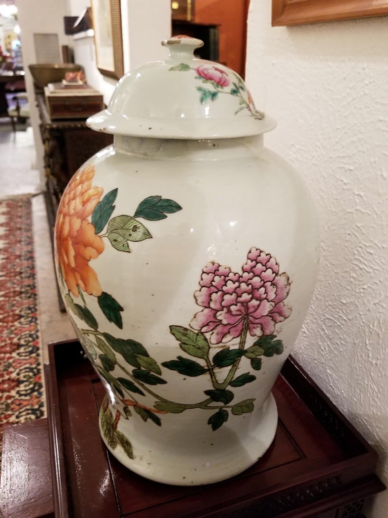 Rare Pair of Antique Chinese Lidded Ginger Jars at 1stDibs