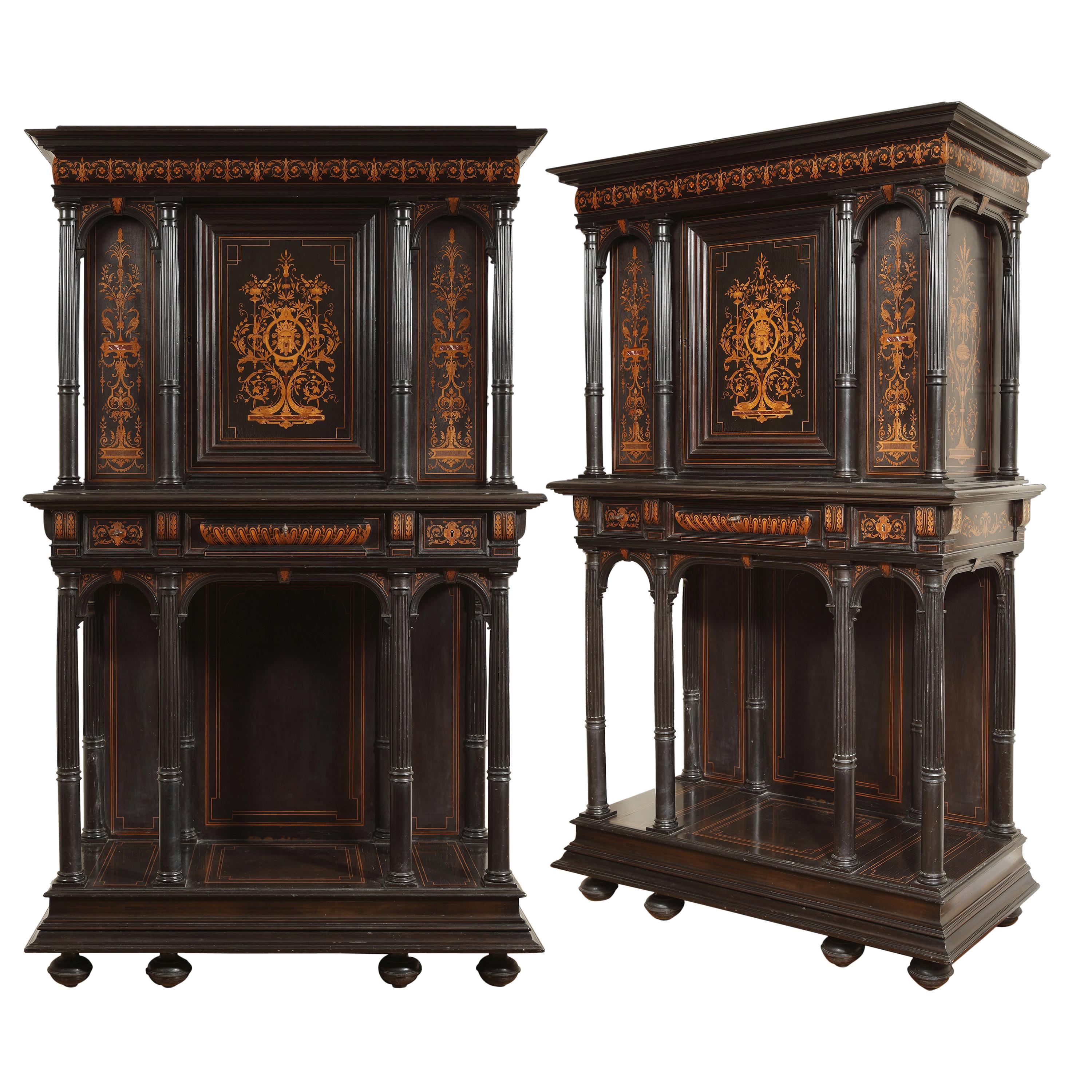 Pair of English Display Cabinets in the Renaissance Revival Style For ...