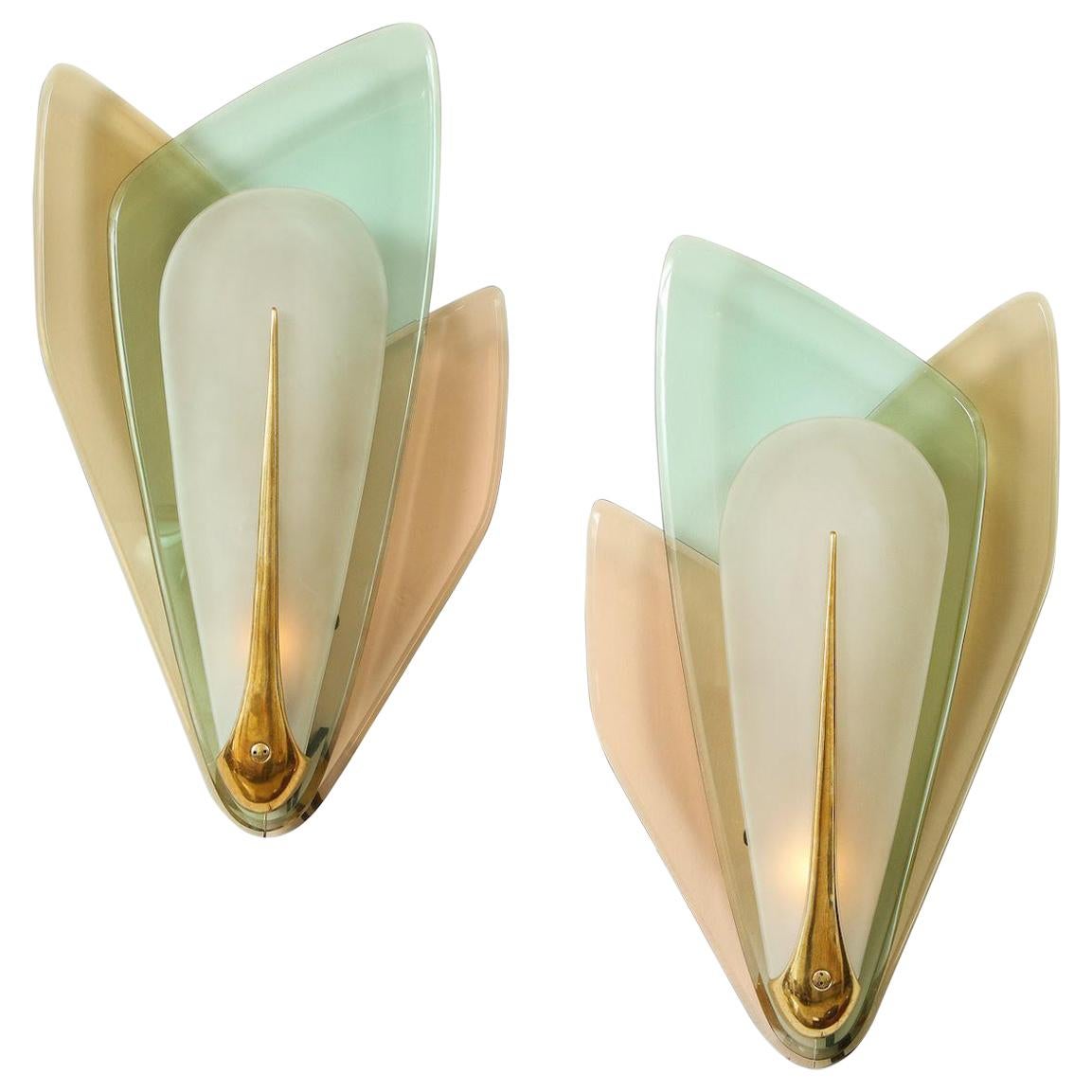 Rare Pair of Sconces by Max Ingrand for Fontana Arte at 1stDibs
