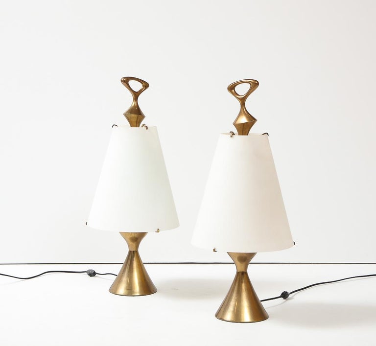 Rare Pair of Table Lamps by Max Ingrand for Fontana Arte For Sale at ...