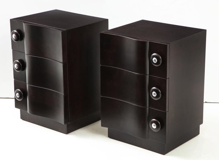 Rare Pair of Wave Front Cabinets / Nightstands by James Mont For Sale ...