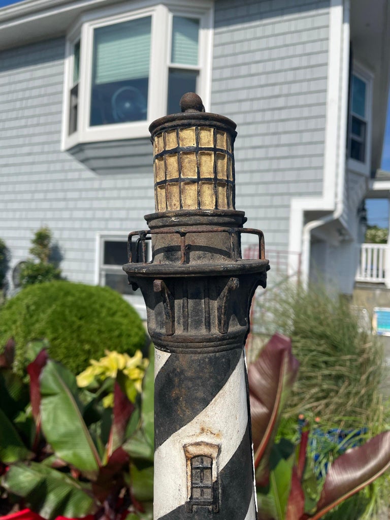 Rare Pair Old "Cape Hattaras" Lighthouse Sculptures In Vibrant Original ...