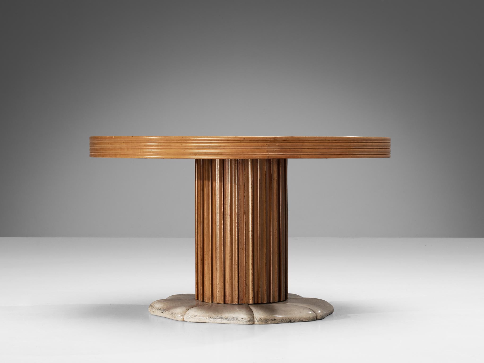 Rare Paolo Buffa Round Dining Table with Petal Base and Brass Star ...