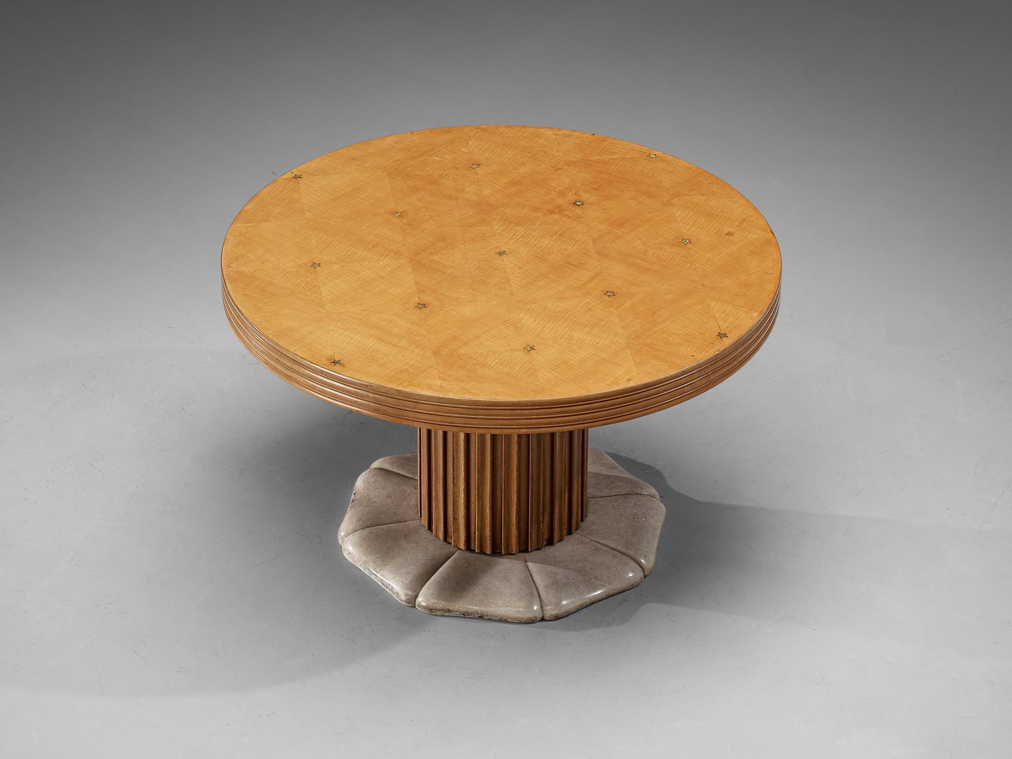 Rare Paolo Buffa Round Dining Table with Petal Base and Brass Star ...