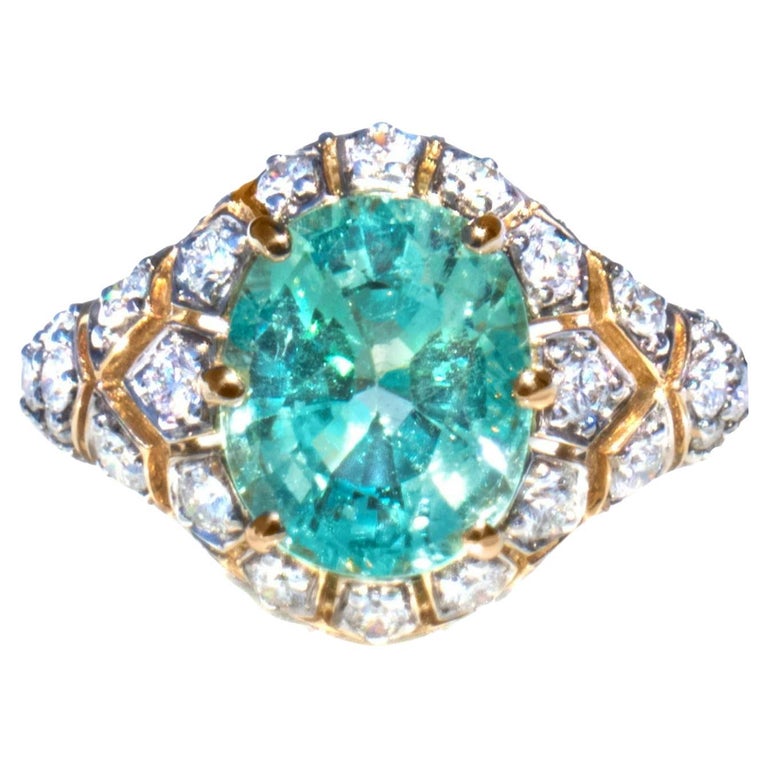 Rare Paraiba Tourmaline and Diamond Ring For Sale at 1stDibs | most ...