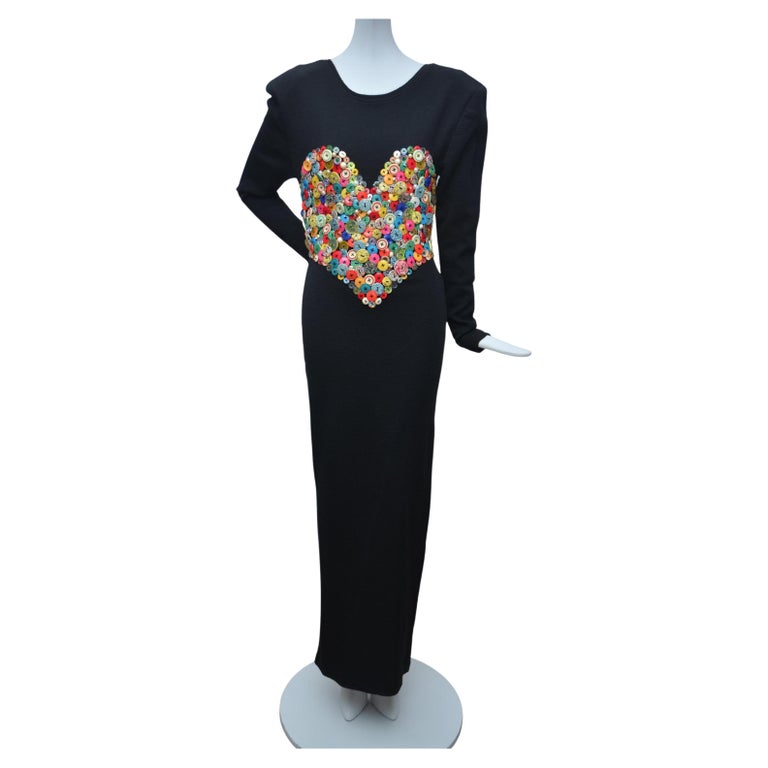 Rare PATRICK KELLY Buttons 1986 Long Dress at 1stDibs