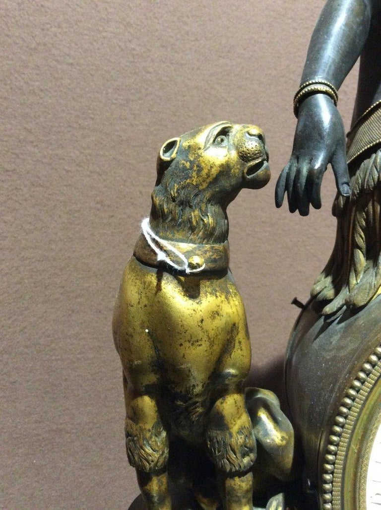 Rare Pendulum Clock "Africa" Engraved Gilded Bronze, Early 19th Century ...