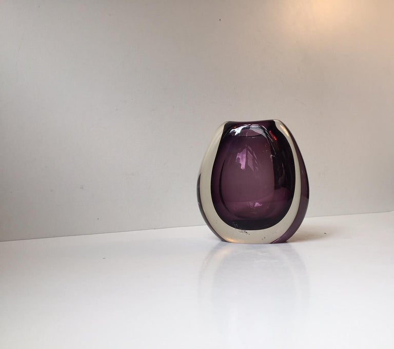 Rare Per Lutken Glass Vase with Amatyst Hues, Holmegaard, Denmark, 1955 ...