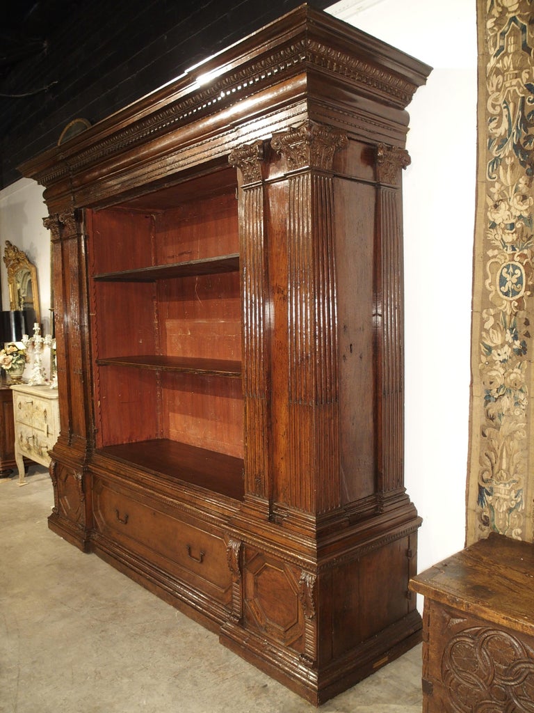 Rare Period Italian Renaissance Walnut Wood Armadio Bookcase at 1stDibs
