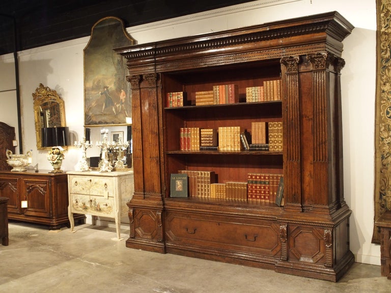 Rare Period Italian Renaissance Walnut Wood Armadio Bookcase at 1stDibs