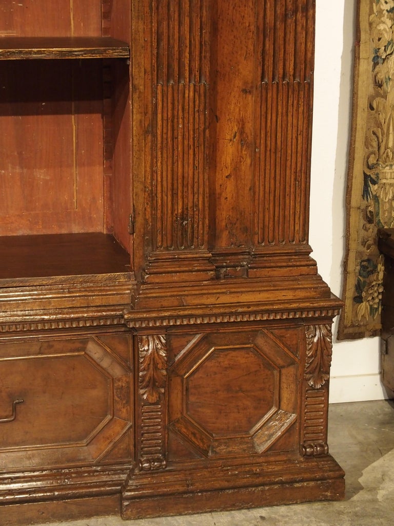 Rare Period Italian Renaissance Walnut Wood Armadio Bookcase at 1stDibs