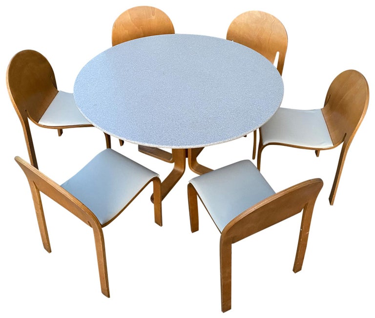 Rare Peter Danko Design Mid-Century Modern Dining Table '6' Chairs Bent ...
