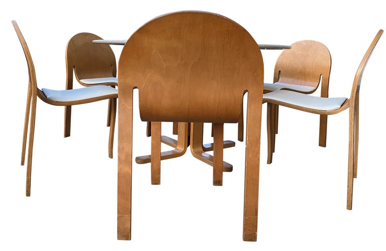 Rare Peter Danko Design Mid-Century Modern Dining Table '6' Chairs Bent ...