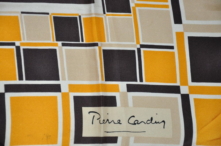 Rare Pierre Cardin Shades of Browns and Yellows "Geometric Blocks" Silk ...