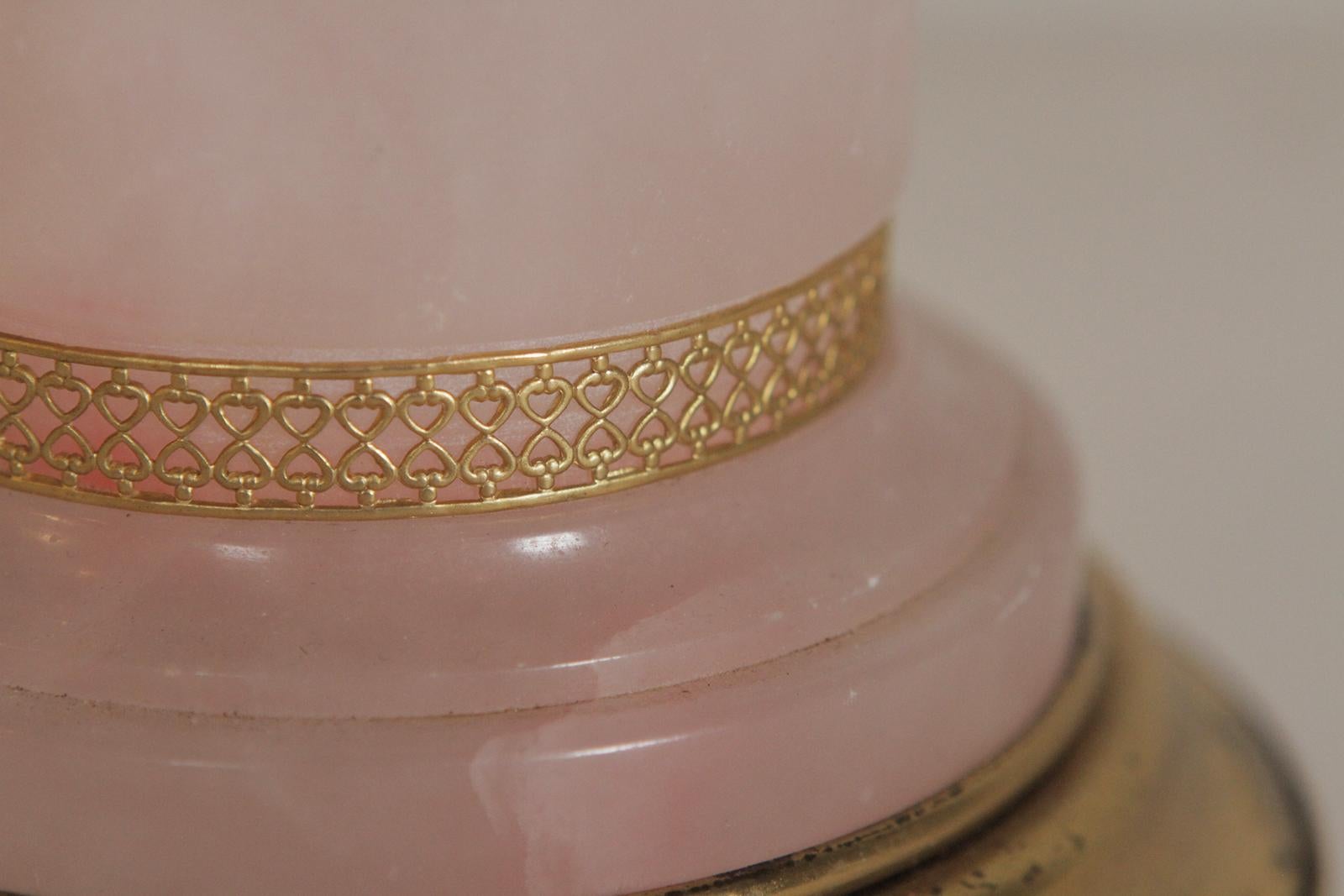 Rare Pink Alabaster Table Lamp with Gilt Bronze Mounts For Sale at 1stDibs