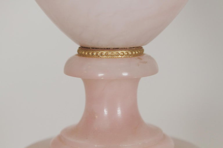 Rare Pink Alabaster Table Lamp with Gilt Bronze Mounts For Sale at 1stDibs